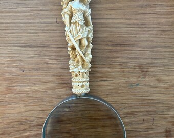 Vintage Magnifying Glass - Letter Opener Set Carved Roman Gothic ...