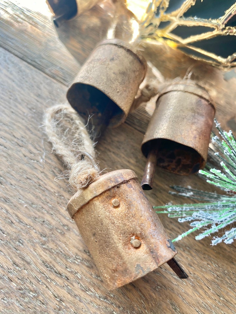 Rustic Farmhouse Bell Ornaments | Set of 4 Christmas Decor | Handmade ...