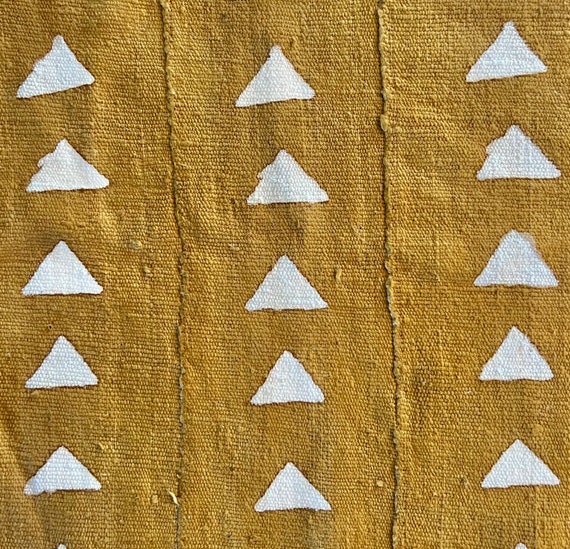 Choose A Size Mustard Yellow Brown Triangle Mudcloth Gallery - Etsy