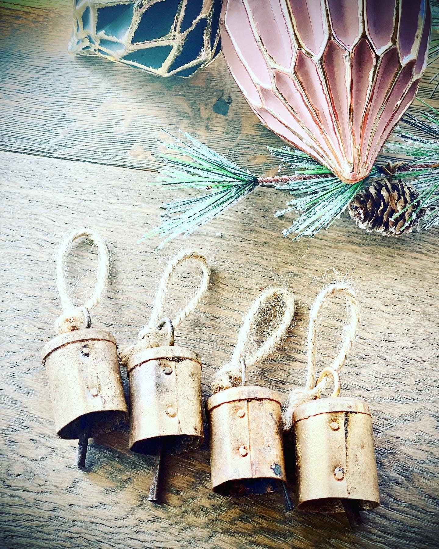 Rustic Farmhouse Bell Ornaments Set of 4 Christmas Decor | Etsy