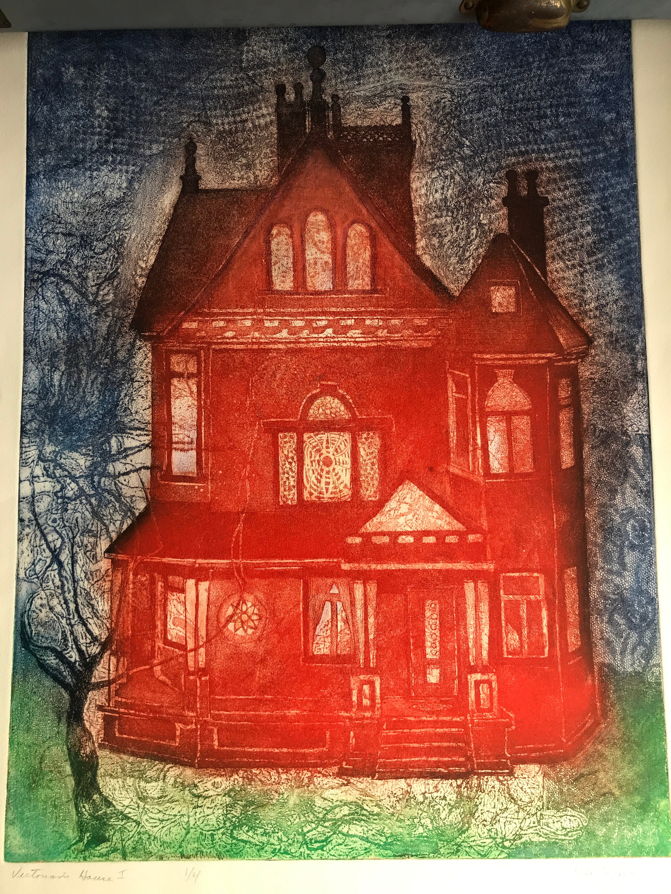 Victorian House Etching, Original, 29" X 22", Handmade and Signed, Home ...
