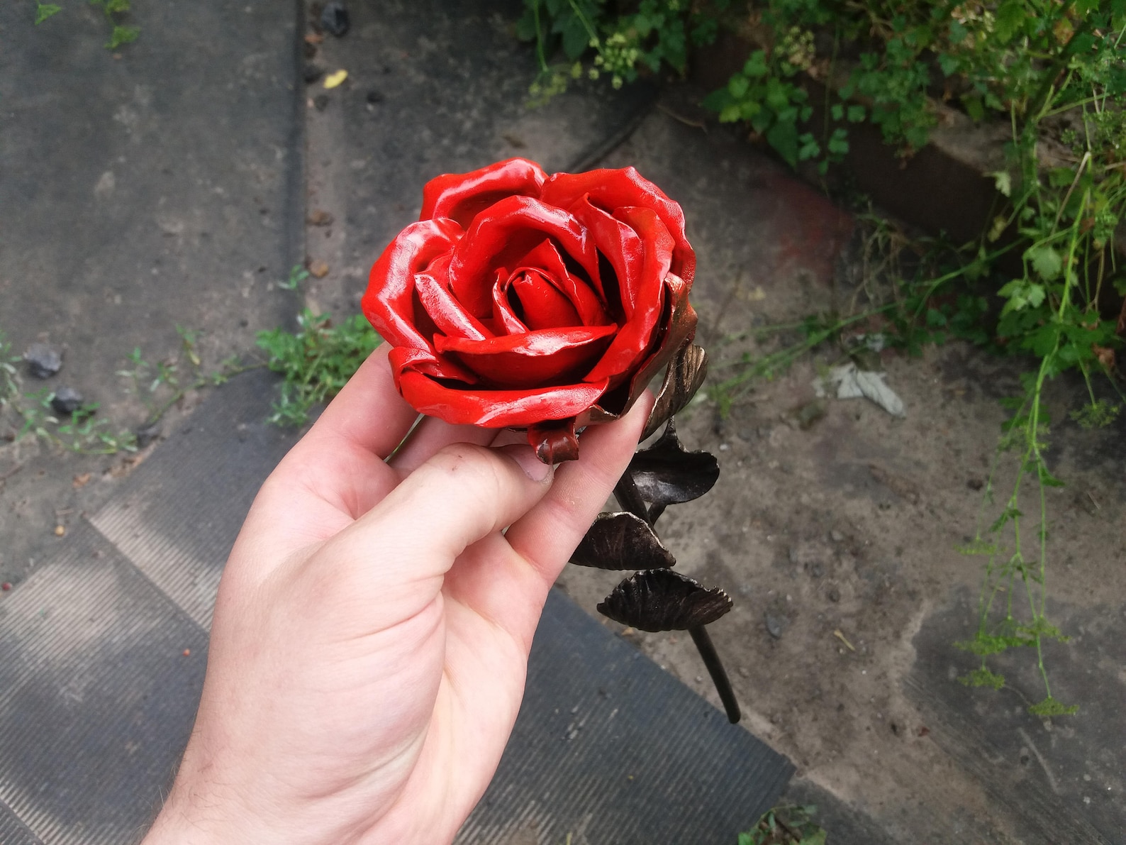 Red Rose Hand Forged Rose Metal Rose Steel Rose Iron - Etsy