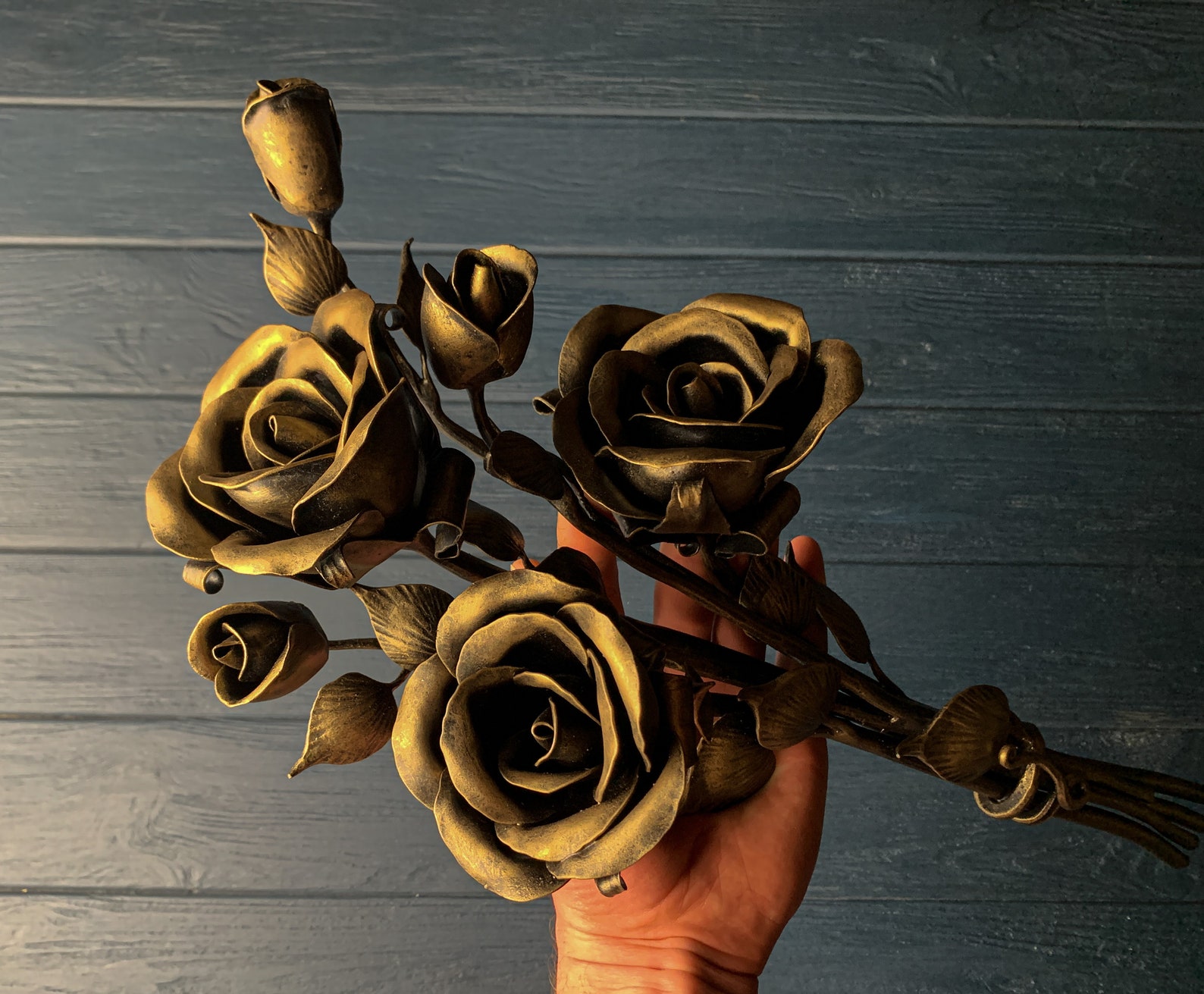 Forged Rose Sculpture, 6th Anniversary Gift, Metal Art Rose, Metal Rose ...