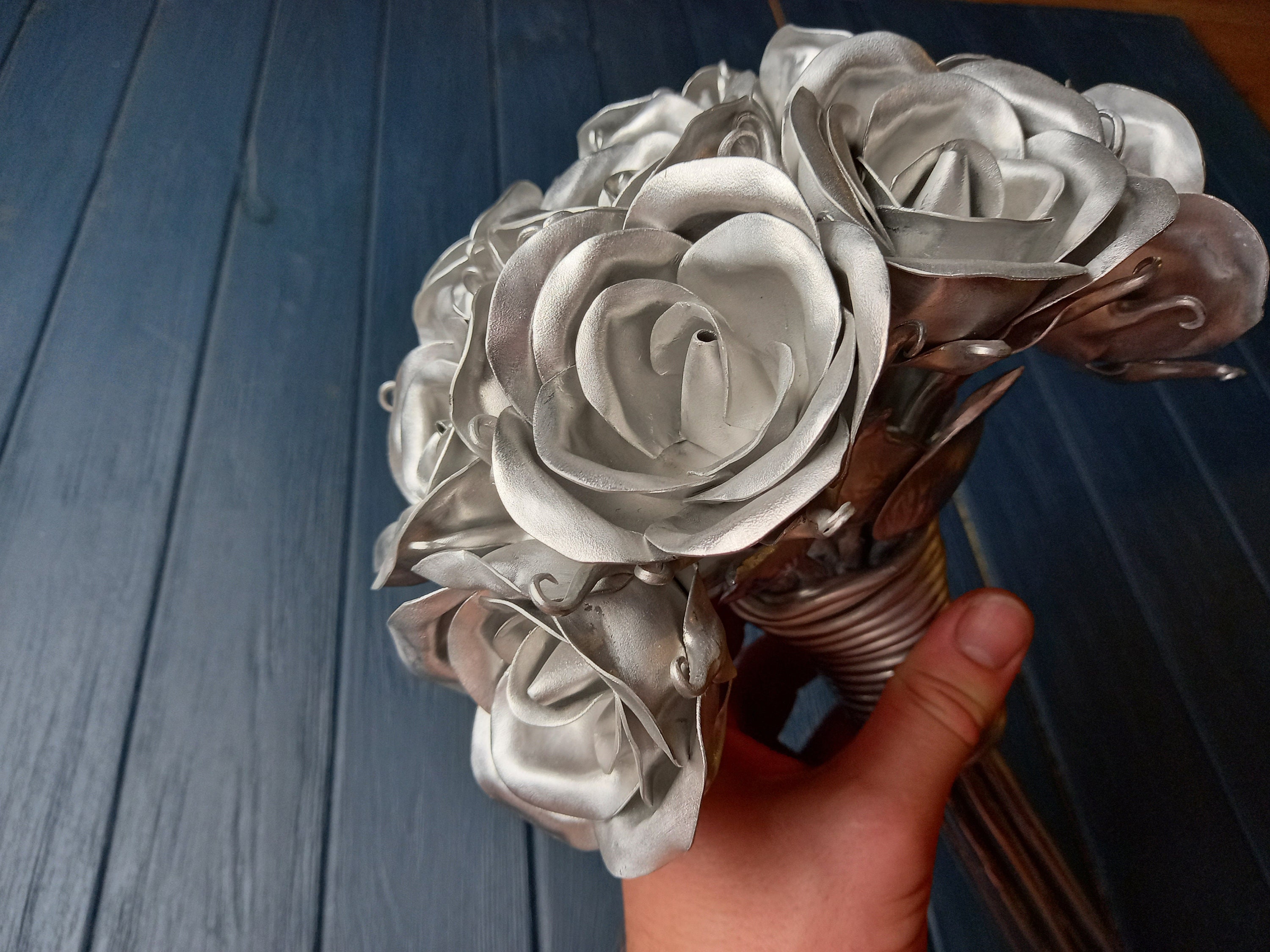 Aluminum anniversary bouquet aluminum rose bouqiet 10th | Etsy