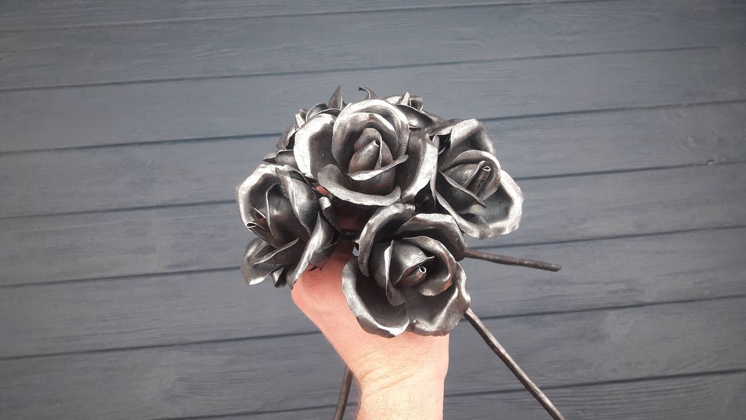 6 Forged Roses, Forged Roses, Metal Rose, Bouquet, Metal Flowers, 6th ...