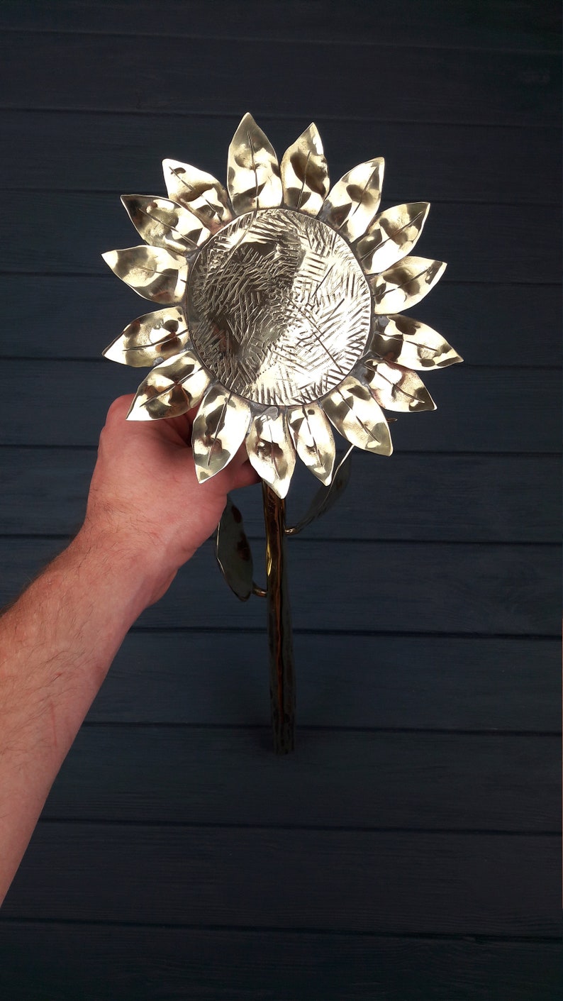 Bronze sunflower bronze sculpture 8th wedding gift 8th | Etsy
