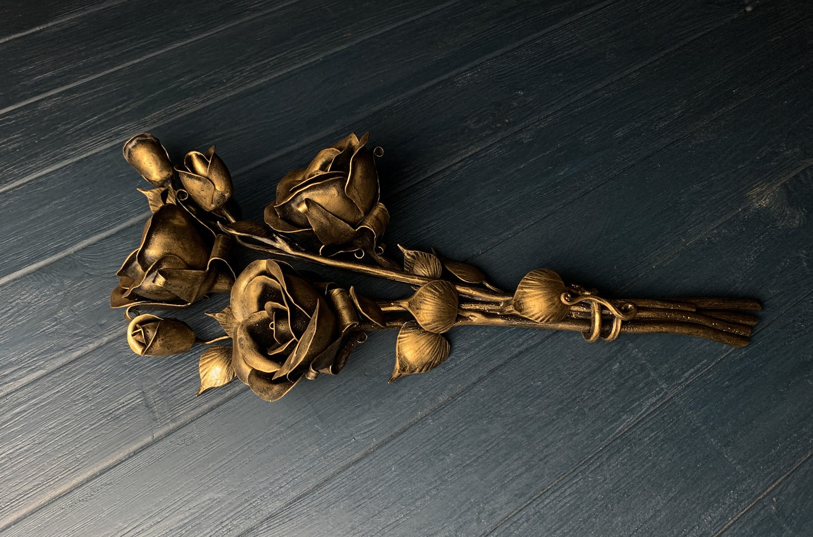 Forged Rose Sculpture, 6th Anniversary Gift, Metal Art Rose, Metal Rose ...