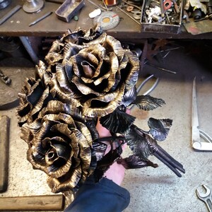 Anniversary Gift, Metal Rose Bouquet, Steel Rose, Iron Anniversary Gift ...