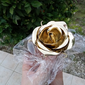 Bronze Rose Without Stem - 8th Anniversary Gift, Bronze Flower, Bronze ...