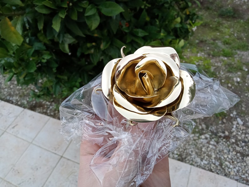 Bronze Rose Without Stem - 8th Anniversary Gift, Bronze Flower, Bronze ...