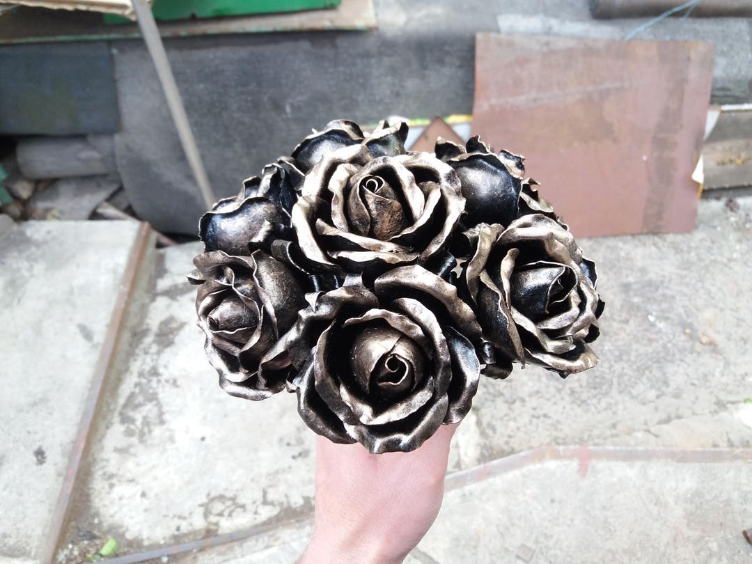 Wedding Bouquet, Metal Rose Bouquet, Steel Rose, 8th Wedding, Iron ...