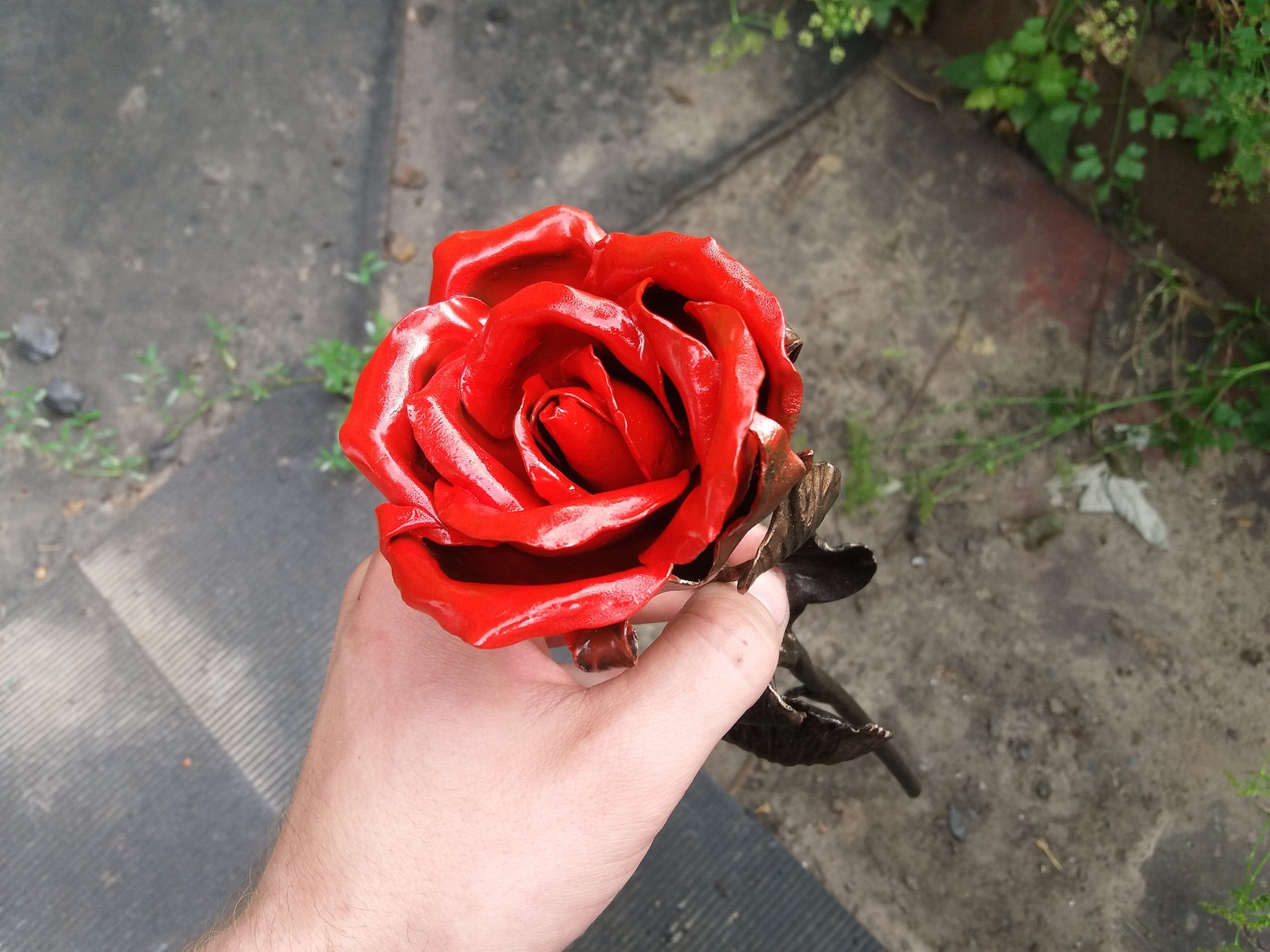 Red Rose Hand Forged Rose Metal Rose Steel Rose Iron - Etsy
