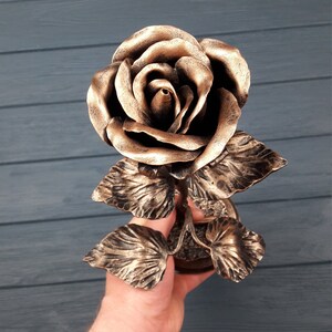 Rose Forged Metal Sculpture 6th Wedding Gift Blacksmith Metal Rose ...