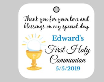 Girls Pink Floral Holy Communion Favor Tag First Holy - Etsy