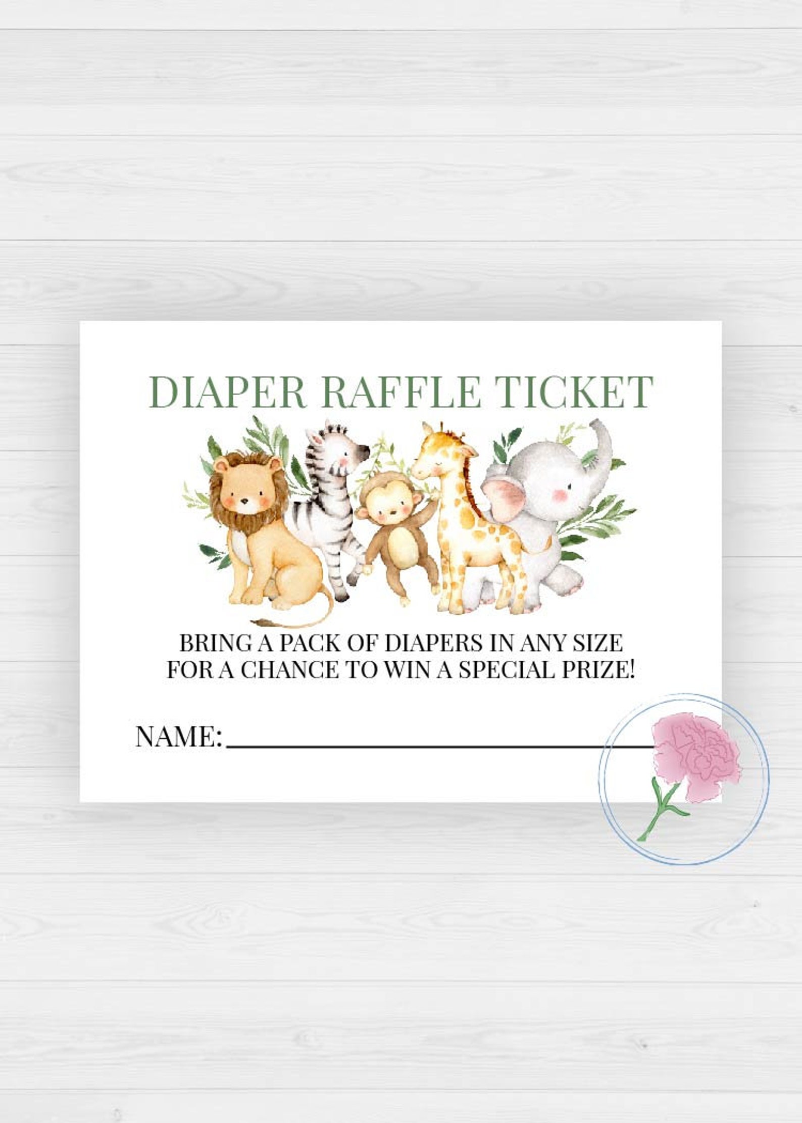 Safari Diaper Raffle Sign and Ticketssafari Theme Printable | Etsy