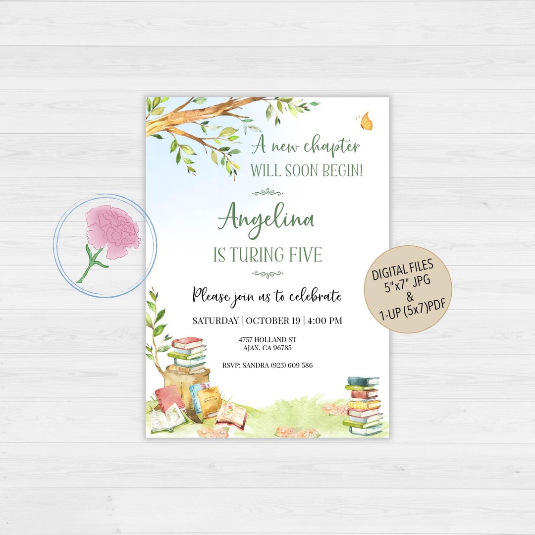 Storybook Birthday Invite,a New Chapter Birthday Invite,customized ...