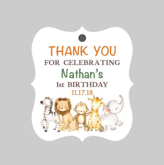 Safari Birthday Thank You Tagssafari Animals Party - Etsy