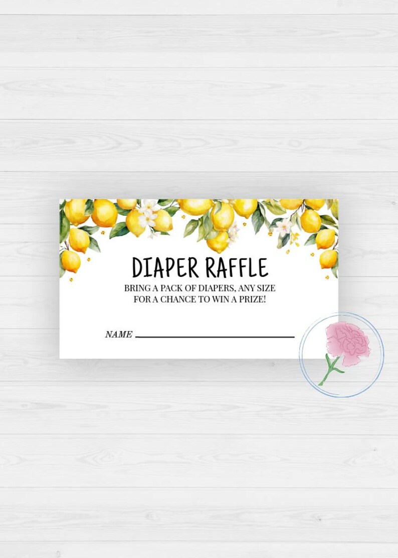 Lemon Diaper Raffle Sign and Tickets,lemon Printable 8x10 Sign ...