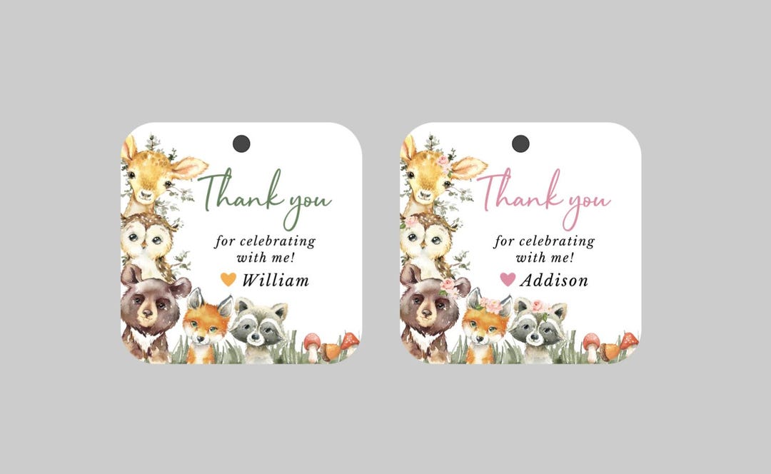 Woodland Birthday Favor Tags,woodland Favor Tags,forest Animals Favor ...