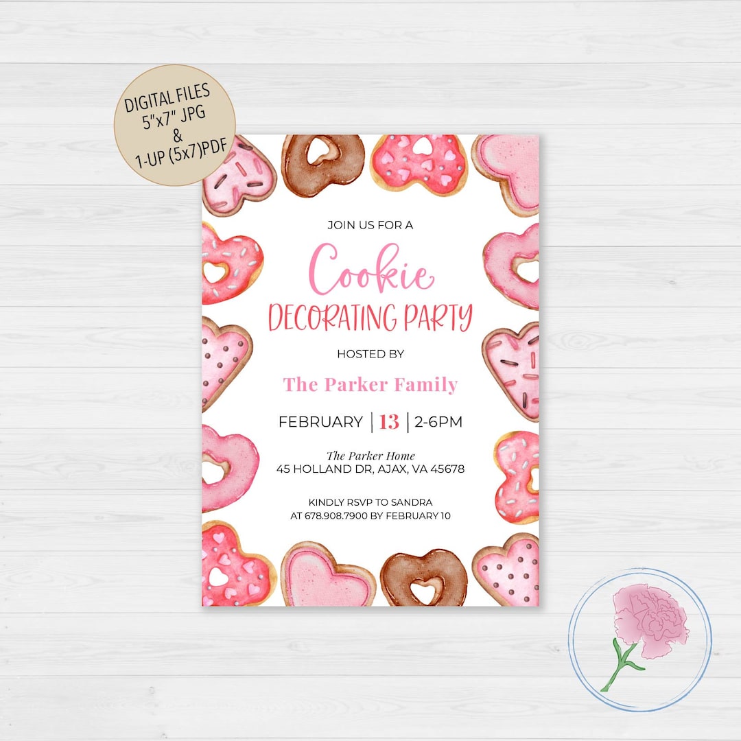 Cookie Decorating Party Invitation,valentine Cookie Decorating Party ...