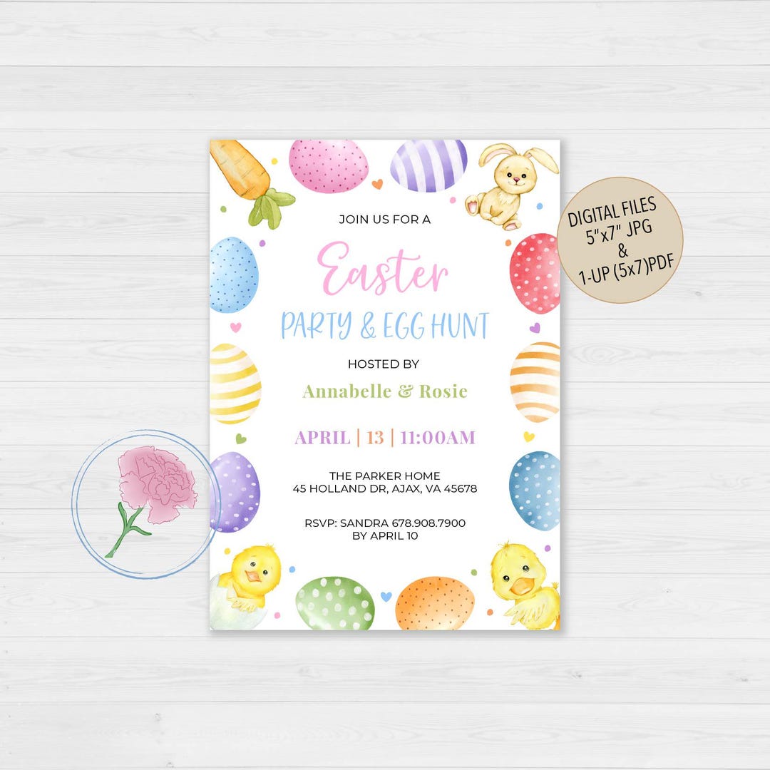 Easter Egg Hunt Invite,easter Party Invite,customized Digital Easter ...