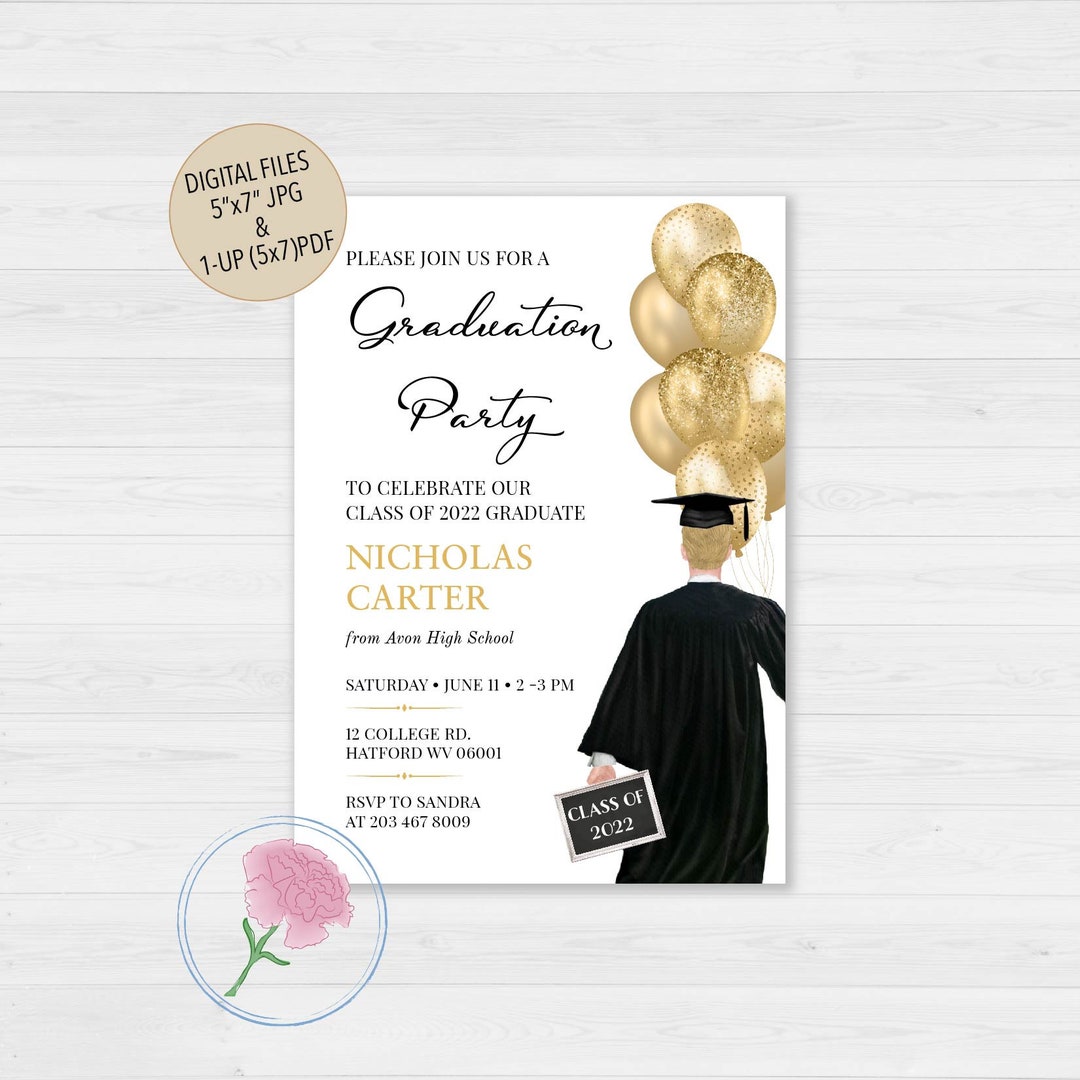 Graduation Party Invitation, Graduation Party Invitation BOY GRAD 1 ...