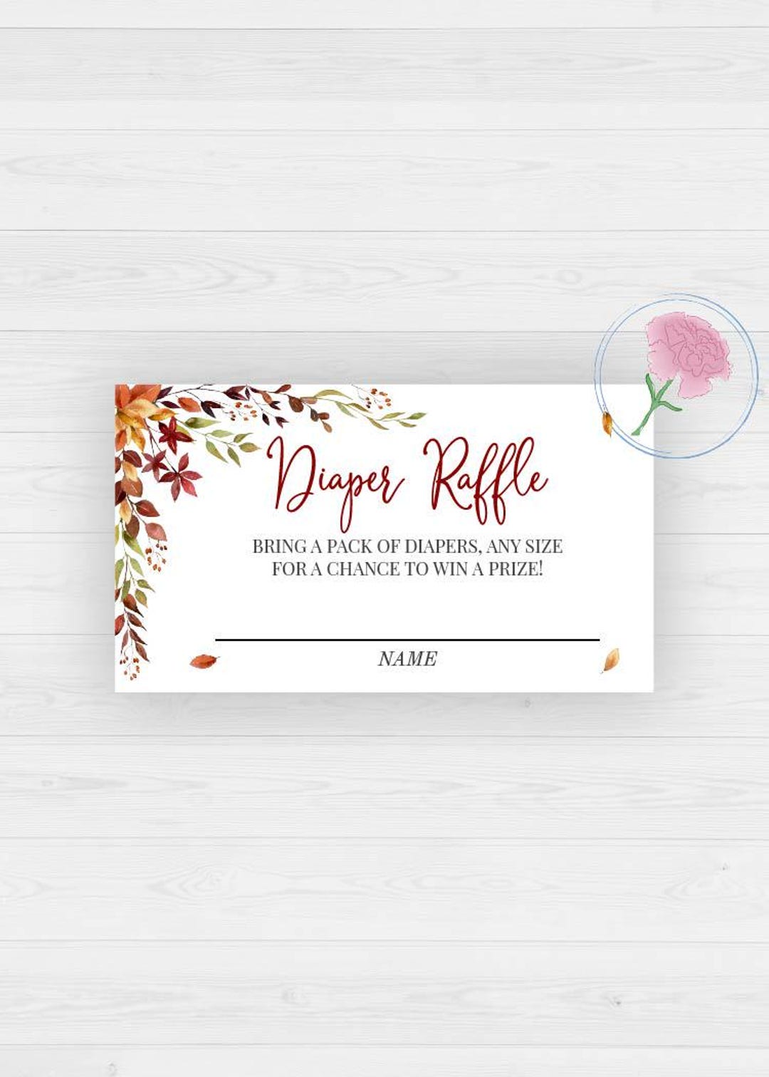 Fall Leaves Diaper Raffle Sign and Tickets,fall Leaves Printable 8x10 ...