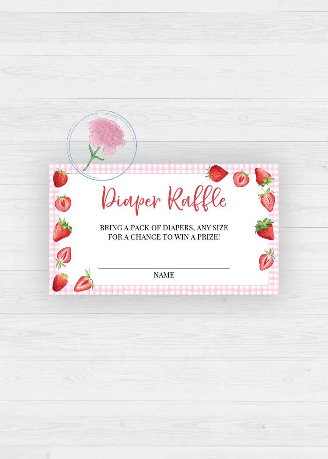 Strawberry Diaper Raffle Sign and Tickets,strawberry Printable 8x10 ...