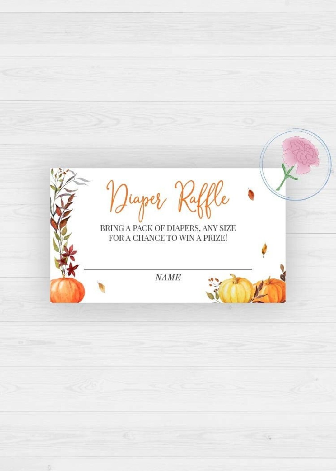 Fall Theme Diaper Raffle Sign and Tickets,pumpkin Printable 8x10 Sign ...