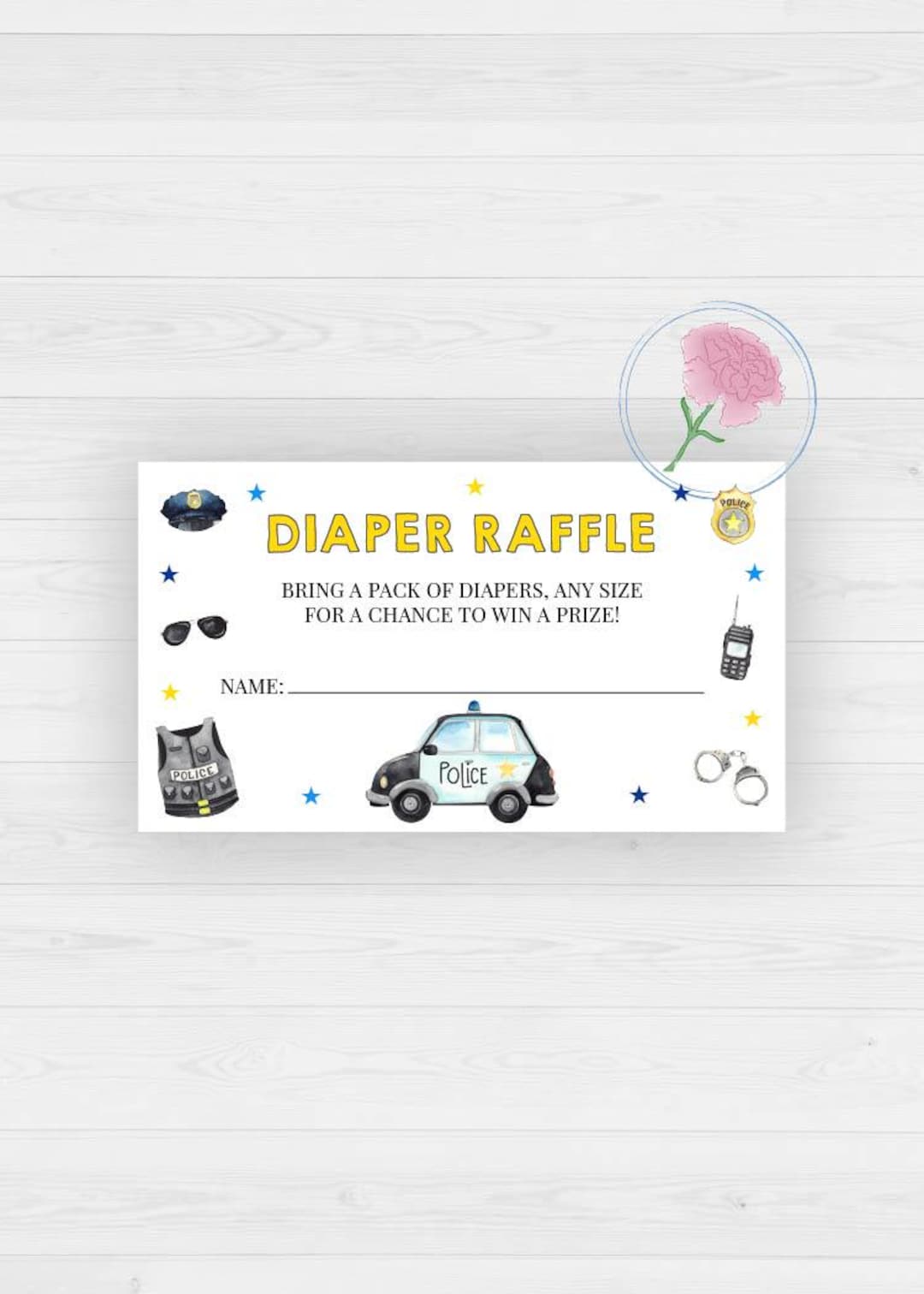 Police Printable 8x10 Sign & Printable 3.5x2 Tickets,police Diaper ...