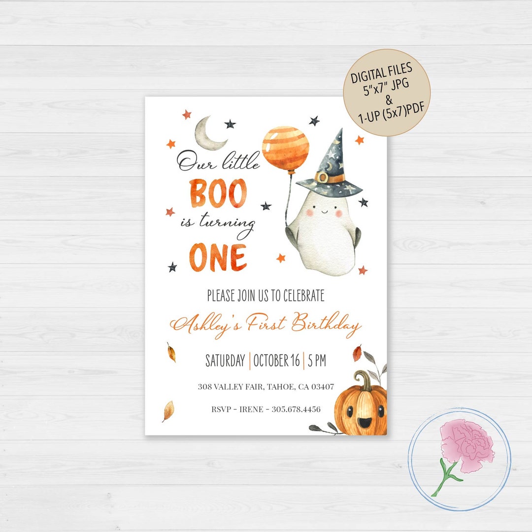 Our Little BOO 1st Birthday Party Invitation,our Little BOO is Turning ...
