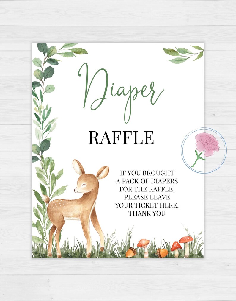 Deer Gender Neutral Diaper Raffle Sign and Raffle Tickets,woodland Deer ...