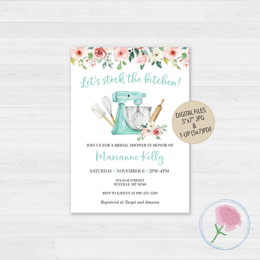 Stock the Kitchen Bridal Shower Invite,personalized Digital Cooking ...