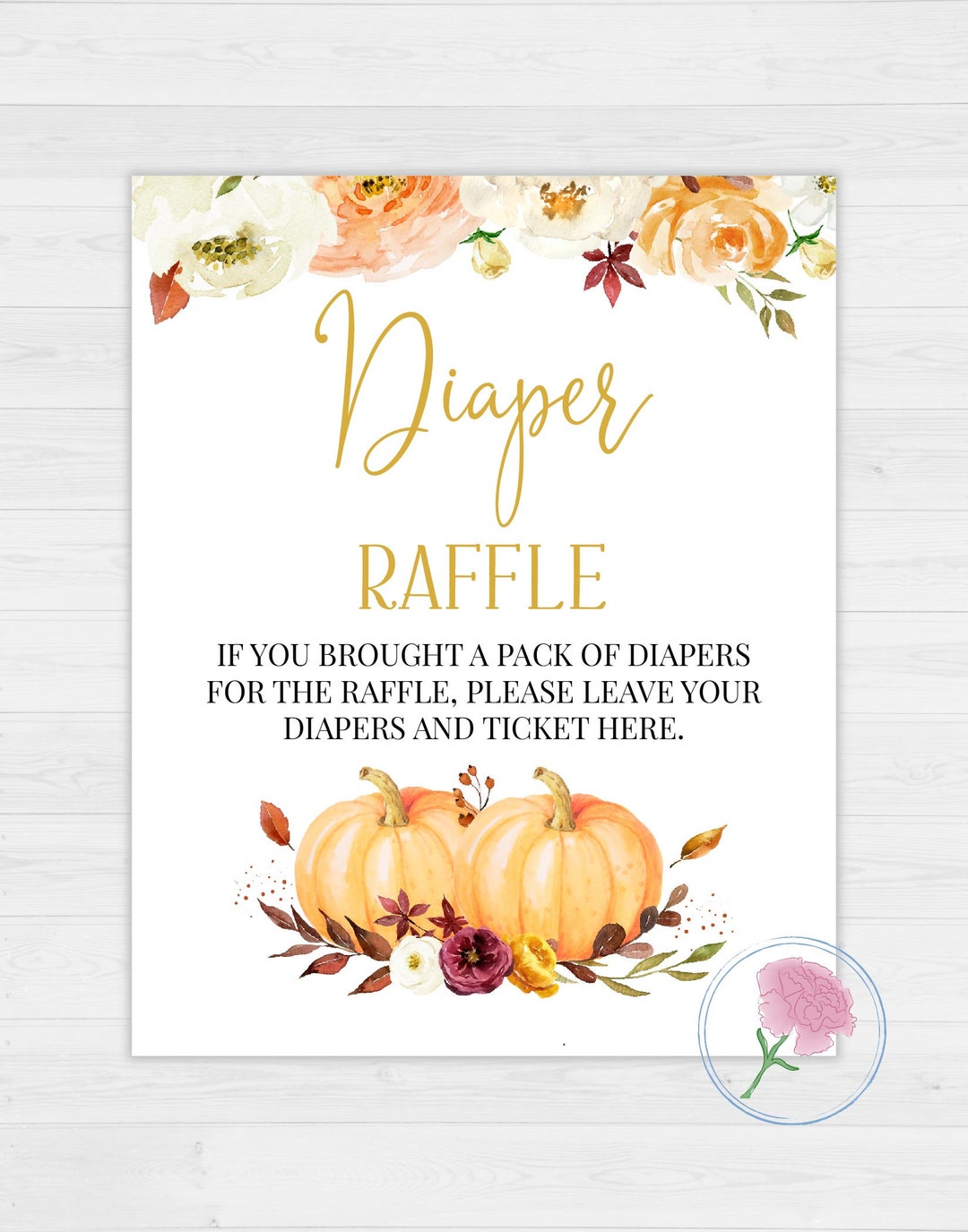 Two Little Pumpkins Diaper Raffle Sign and Ticketsfall - Etsy