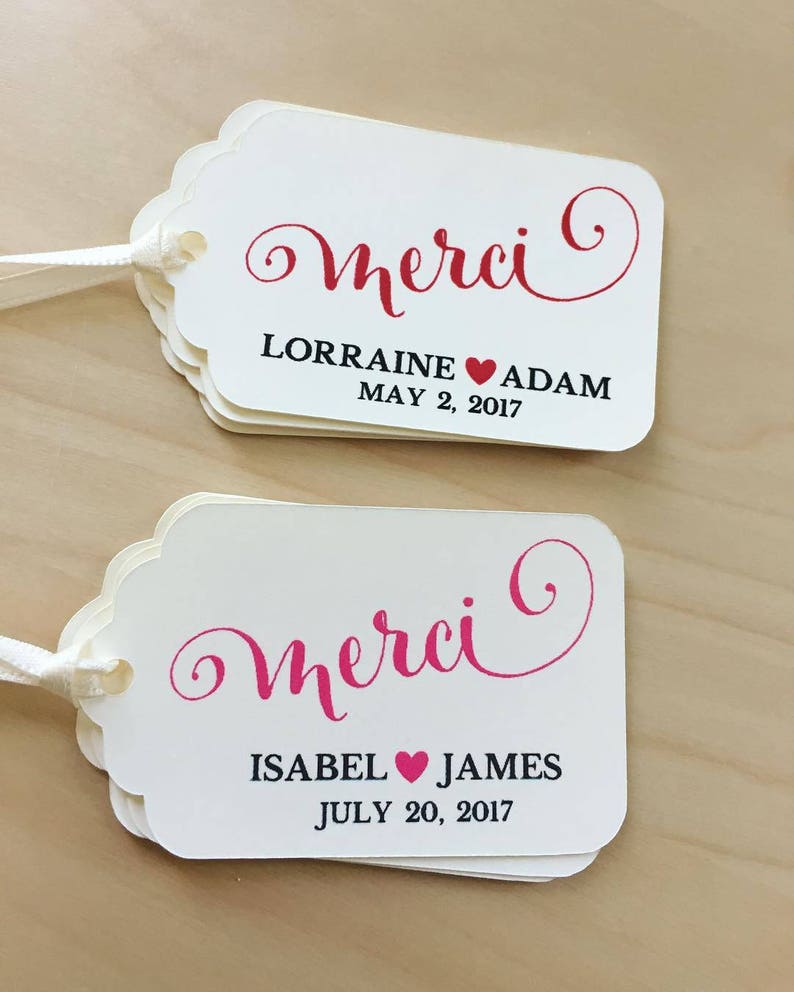 MERCI Favor Tagsmerci Wedding Favor Tagswedding Favor - Etsy