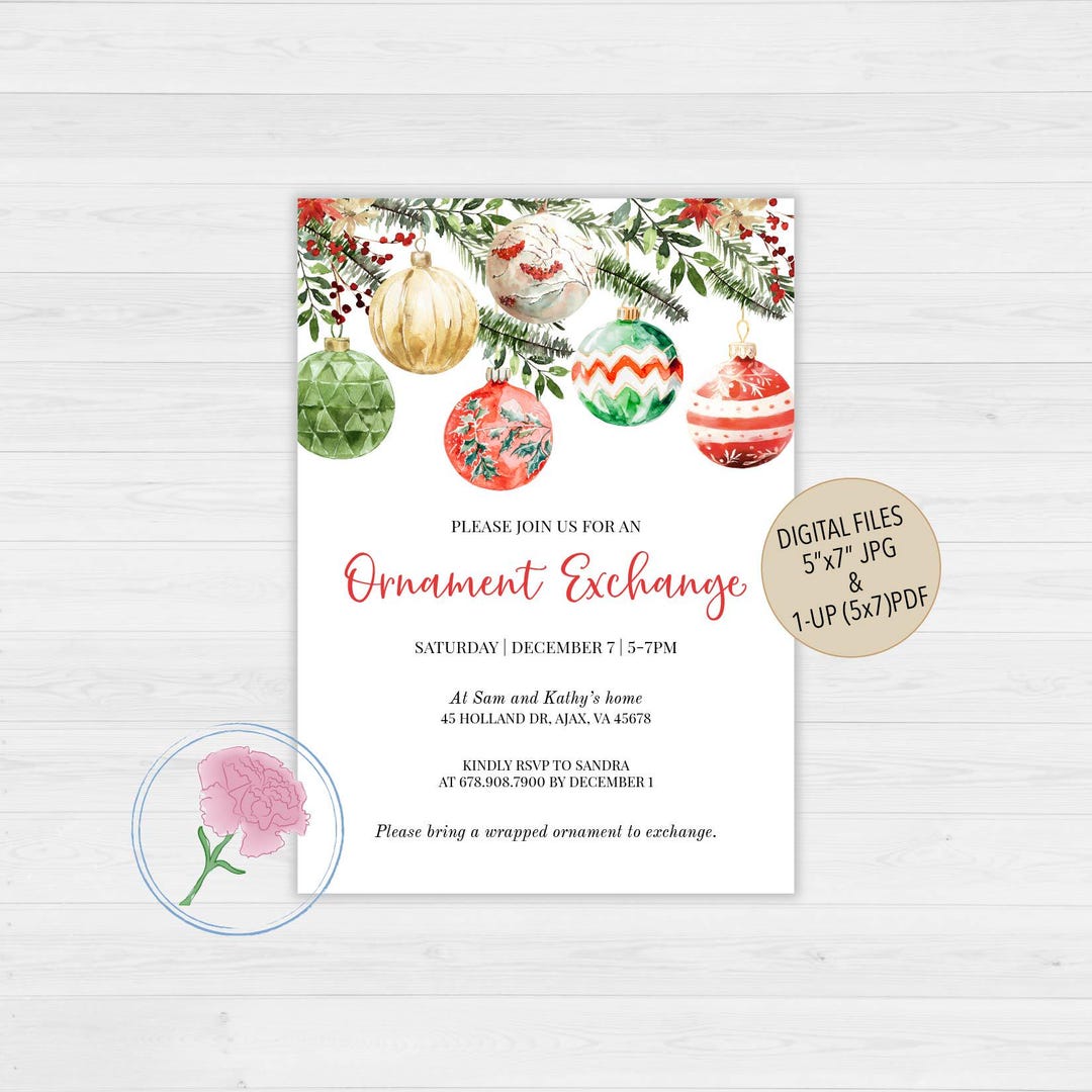 Ornaments Exchange Party Invite,ornaments Christmas Party Invite ...
