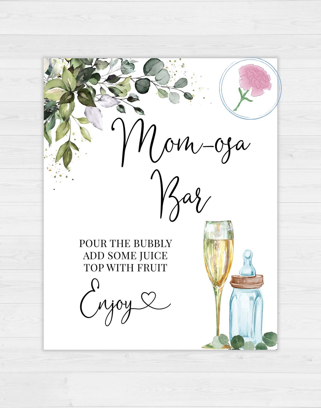 Mom-osa Bar Sign,greenery Baby Brunch Printable 8x10 Sign,brunch and ...