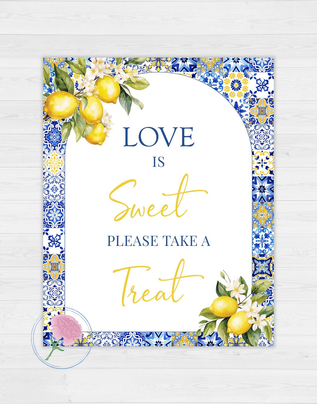 Lemons Love is Sweet Printable 8x10 Sign,lemons and Blue Tiles ...