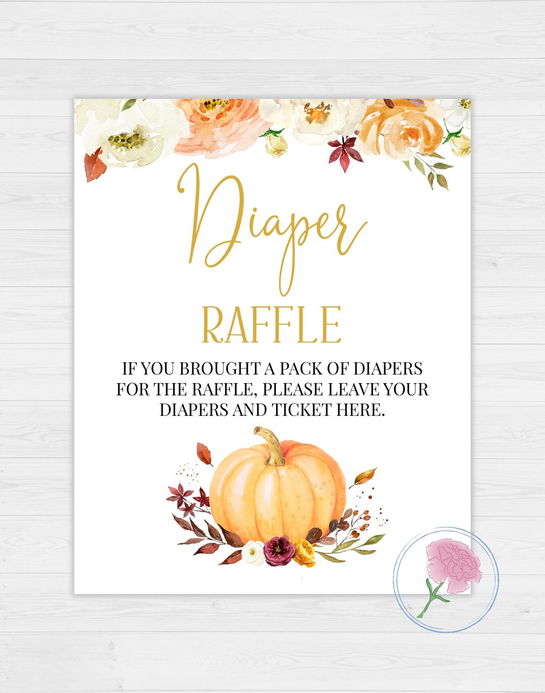 A Little Pumpkin Diaper Raffle Sign and Ticketslittle Pumpkin - Etsy