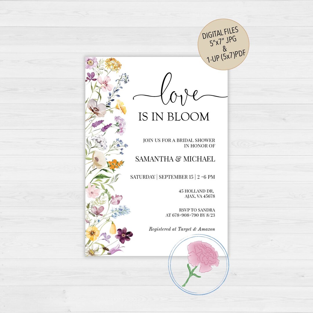 Love is in Bloom Invite,customized Digital Garden Party Bridal Shower ...
