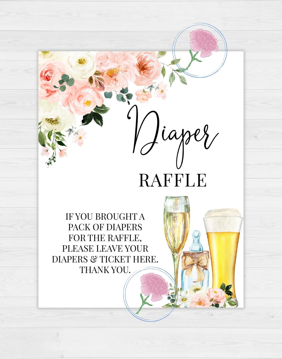 Blush Pink Floral Diaper Raffle Sign and Ticketsbubbles and - Etsy
