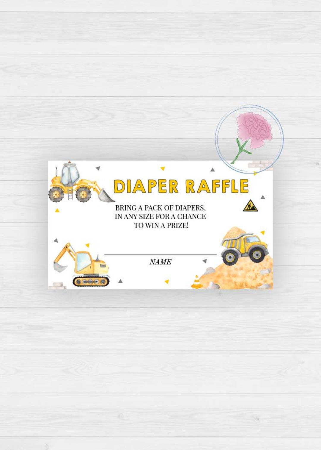 Construction Diaper Raffle Sign and Tickets,construction Printable 8x10 ...