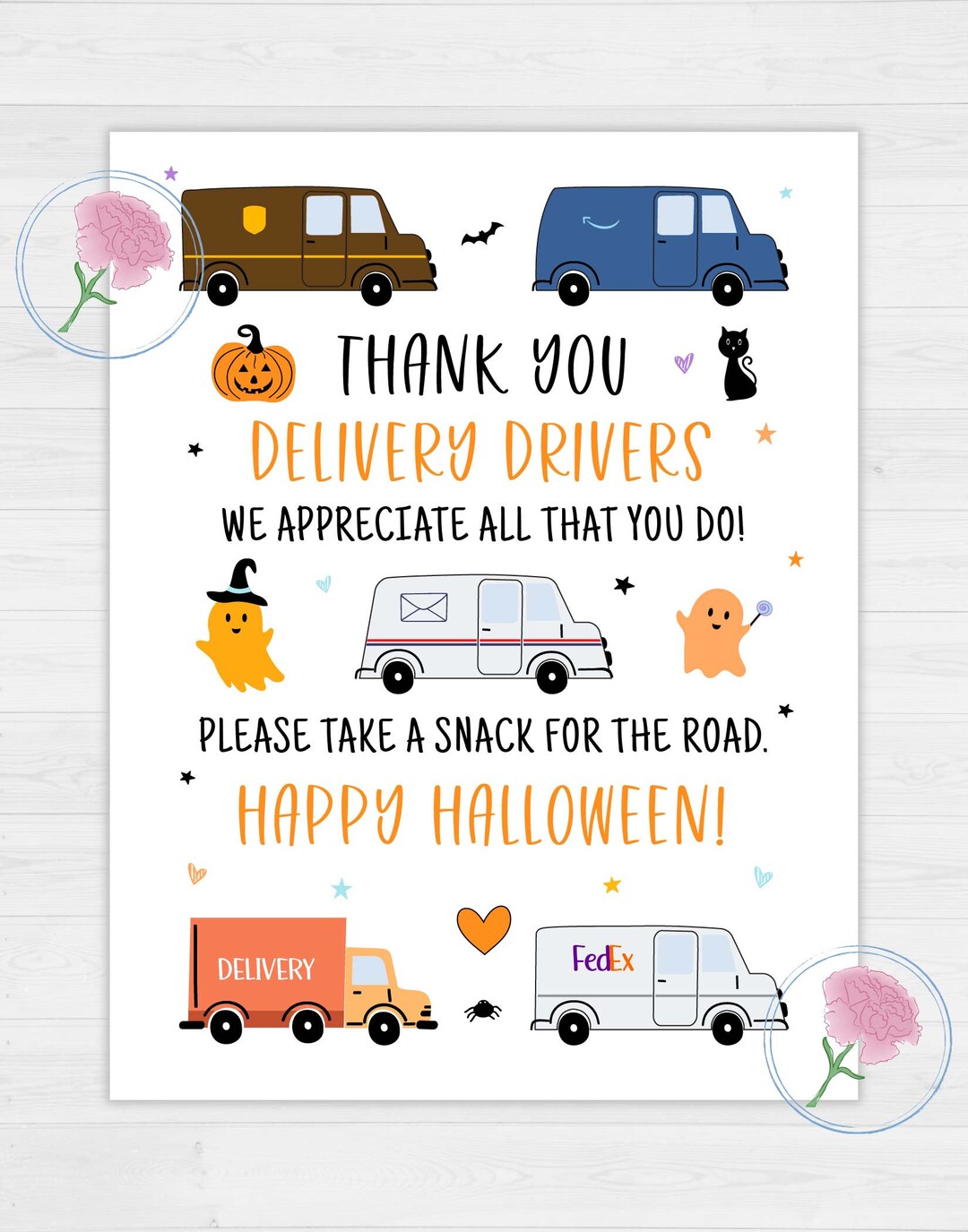 Happy Halloween Printable 8.5x11 Delivery Driver Appreciation Sign ...