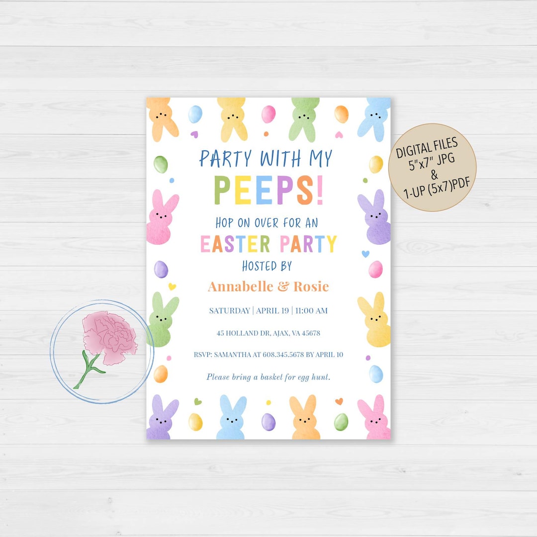 Party With My PEEPS Easter Party Invite,customized Digital Colorful ...