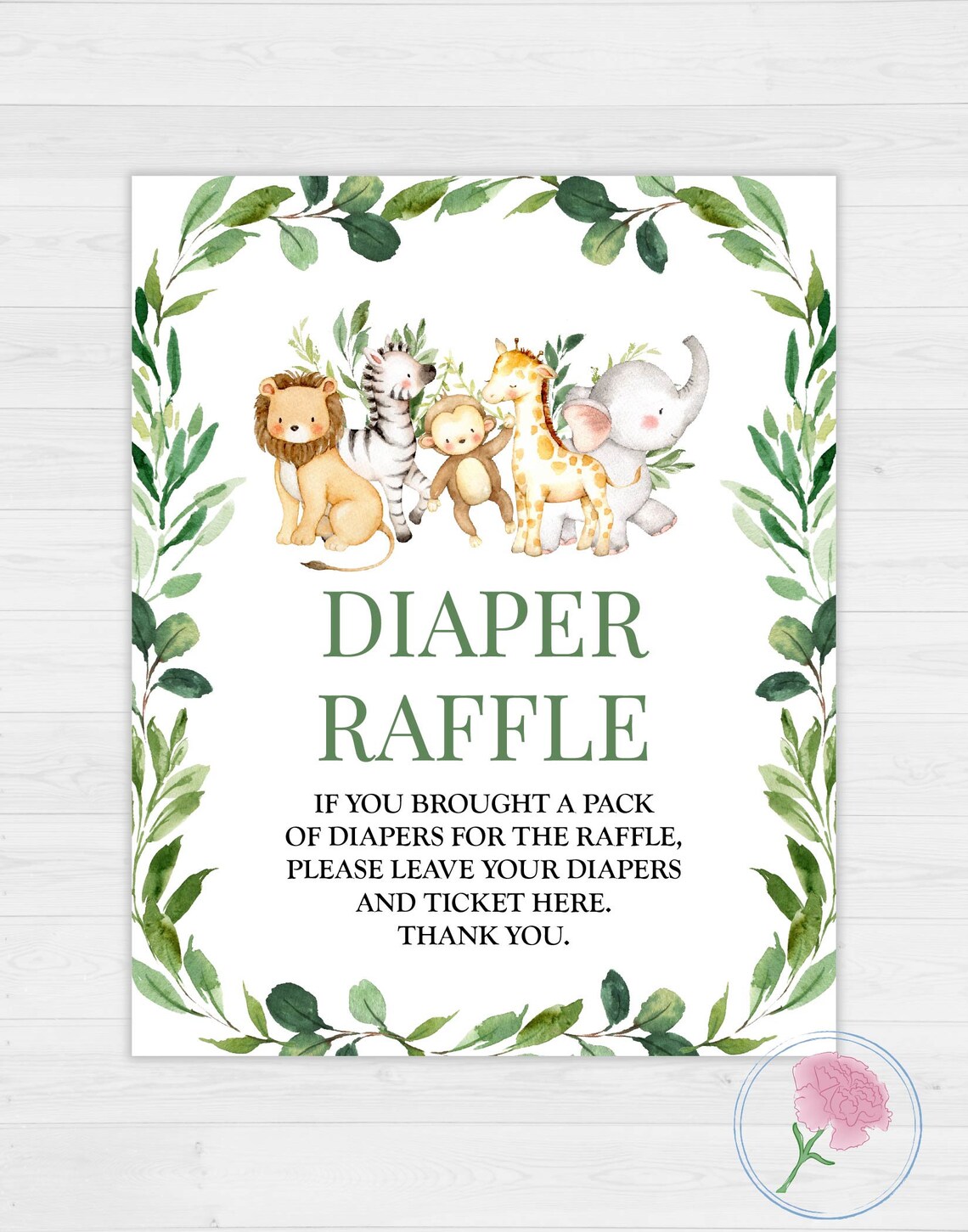 Safari Diaper Raffle Sign and Ticketssafari Theme Printable - Etsy