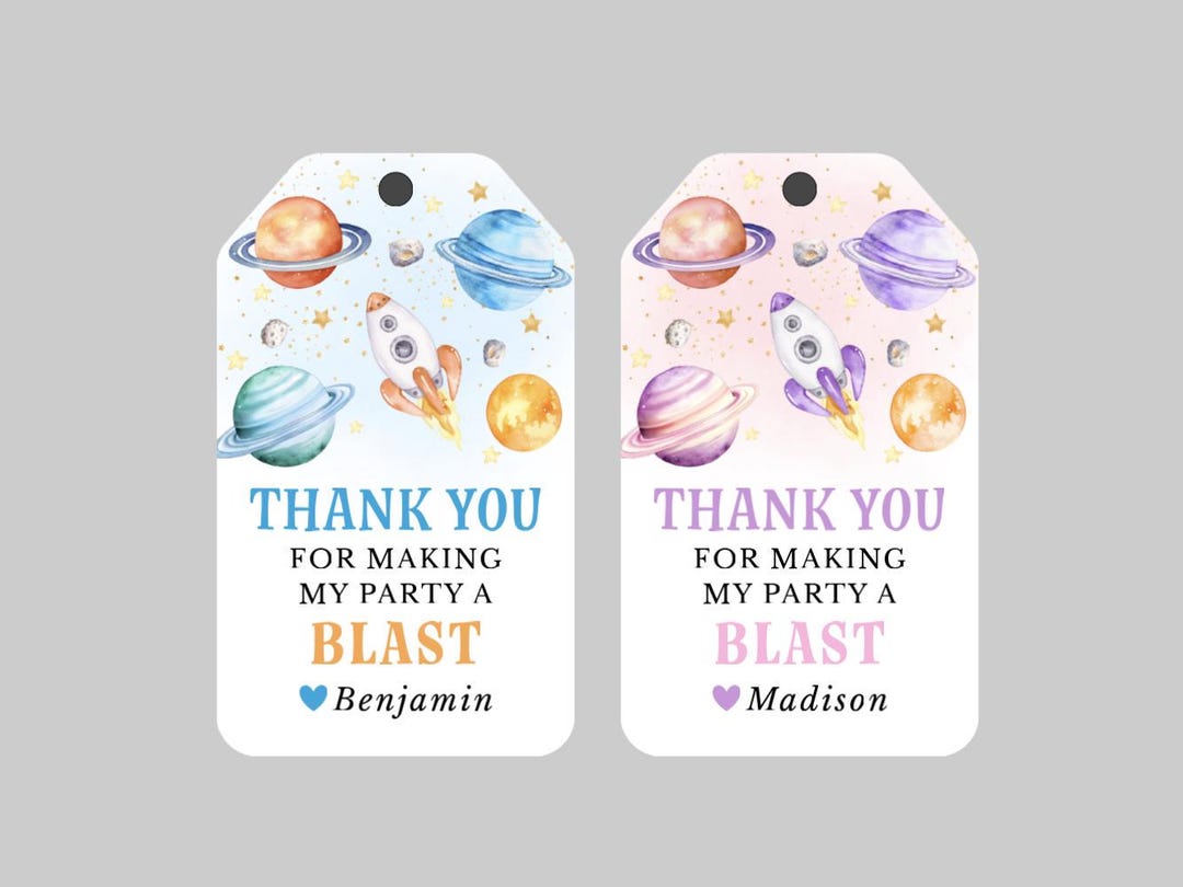 OUTER SPACE Party Birthday Favor Tags,space Planets Tags,thank You for ...