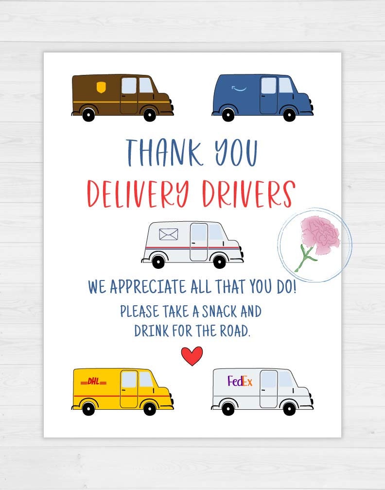 Printable 8.5x11 Delivery Driver Appreciation Signdelivery | Etsy