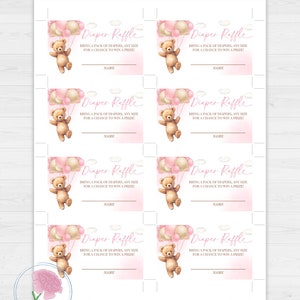 Teddy Bear Diaper Raffle Sign and Raffle Tickets,baby Girl Teddy ...