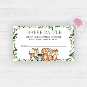 Greenery Woodland Diaper Raffle Sign and Tickets,woodland Printable ...