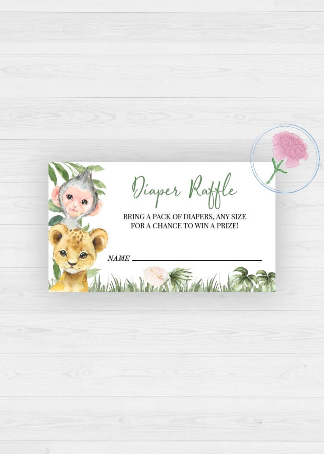 Safari Diaper Raffle Sign & Tickets,jungle Animals Printable 8x10 Sign ...